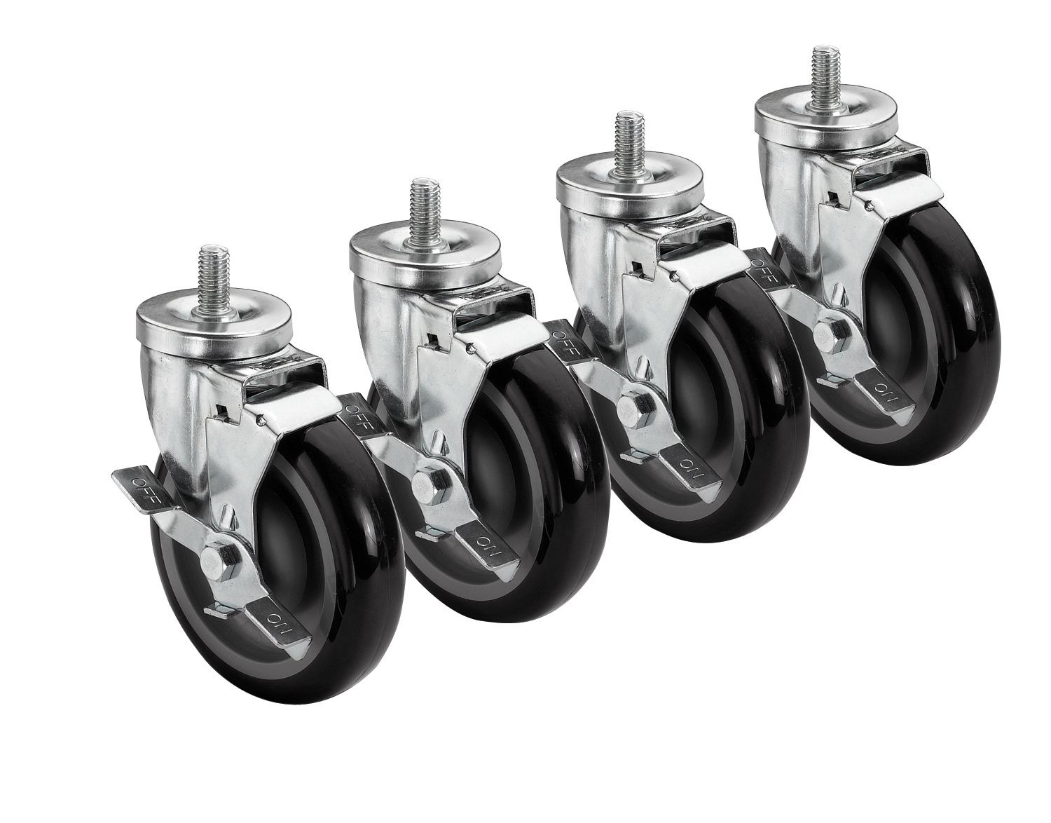 6 Overall 5 8 11 Threaded Stem Caster With Side Brake 5 Wheel