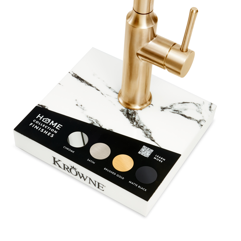 Krowne Home Faucet Display, Brushed Gold Finish | Krowne
