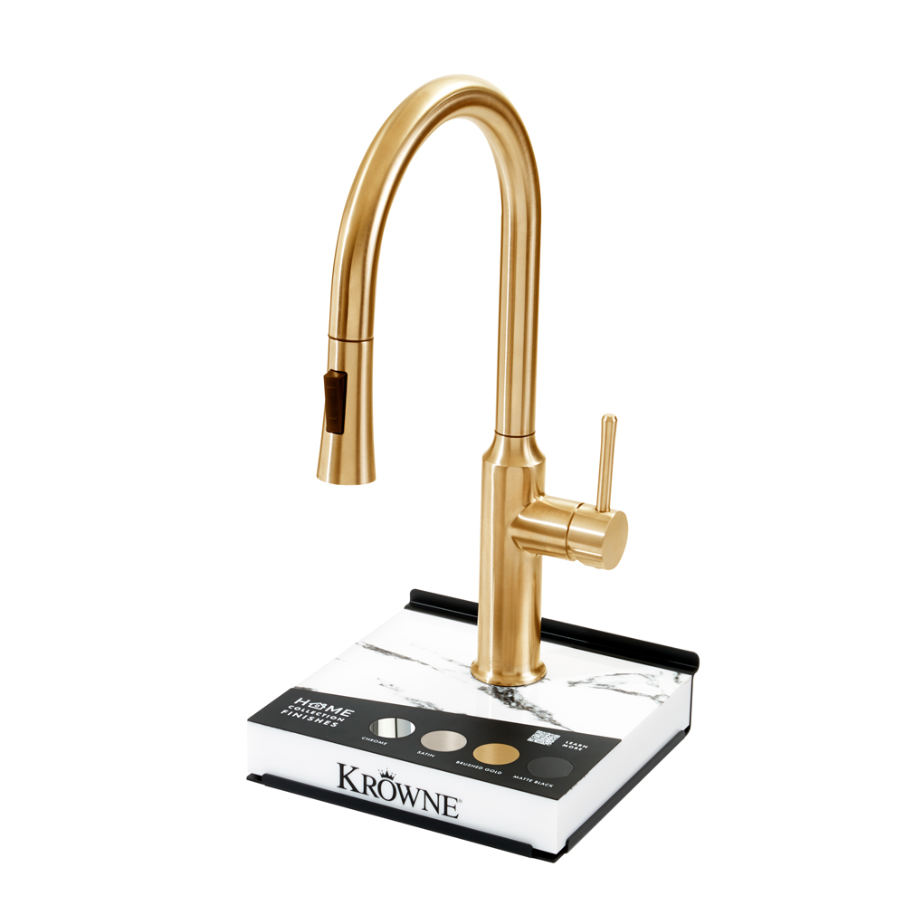 Krowne Home Faucet Display, Brushed Gold Finish | Krowne