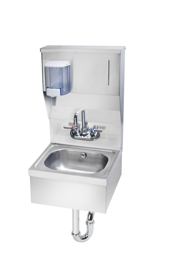 16"W Hand Sink with Soap & Towel Dispenser and Stainless Steel Skirt ...