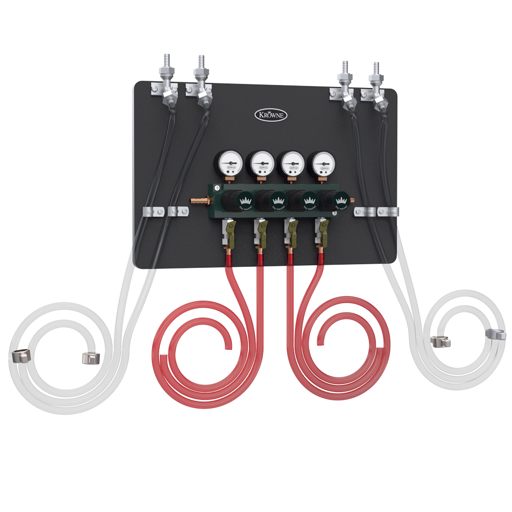 MasterTap Regulator Panels with Wall Brackets with 4 Beer Lines | Krowne
