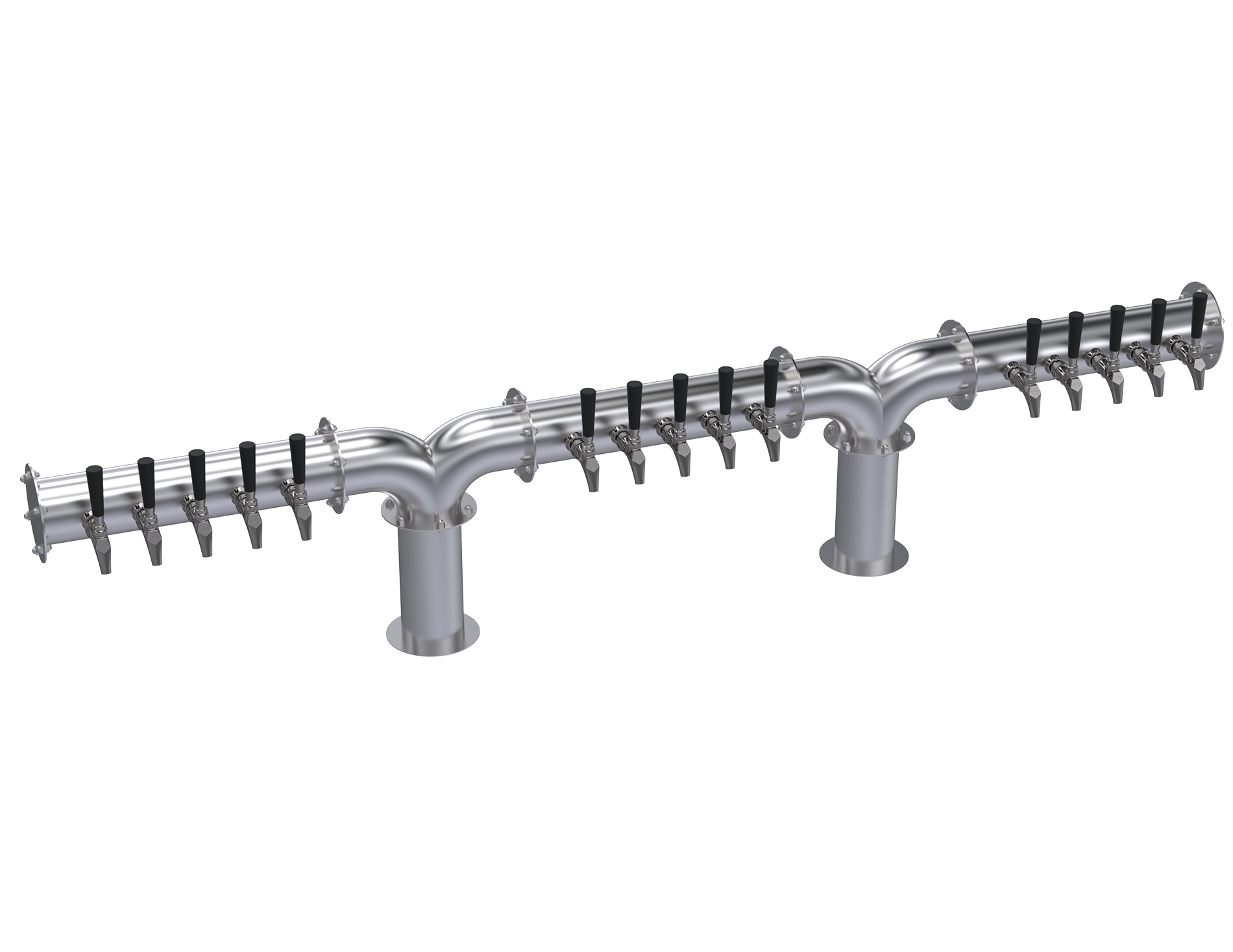 MasterTap Double Pipe Y-Tower, 15 Faucets, Brushed Stainless | Krowne