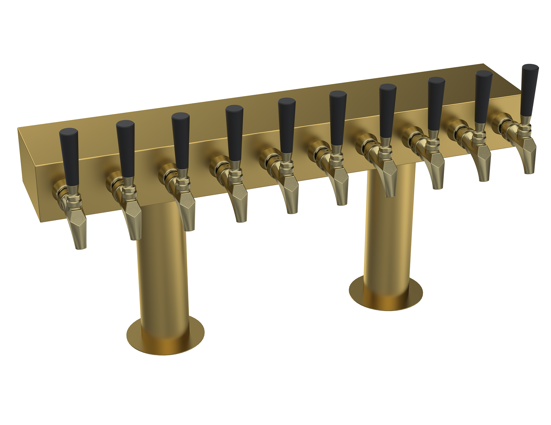 MasterTap Double T-Head Tower, 10 Faucets, Polished Brass | Krowne
