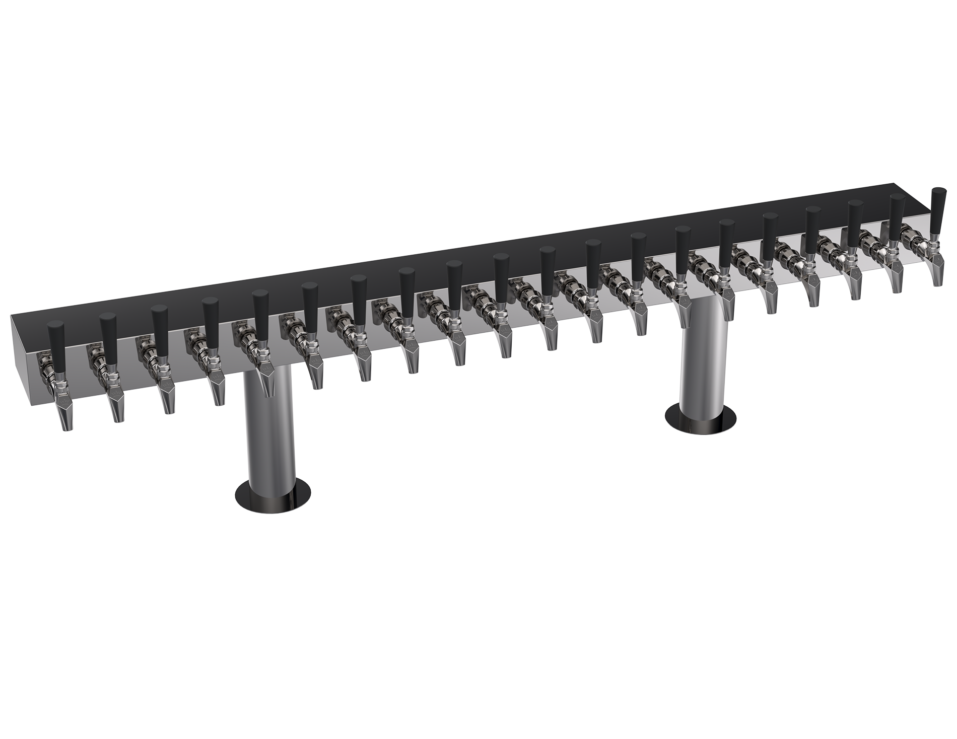 MasterTap Double T-Head Tower, 20 Faucets, Polished Chrome | Krowne