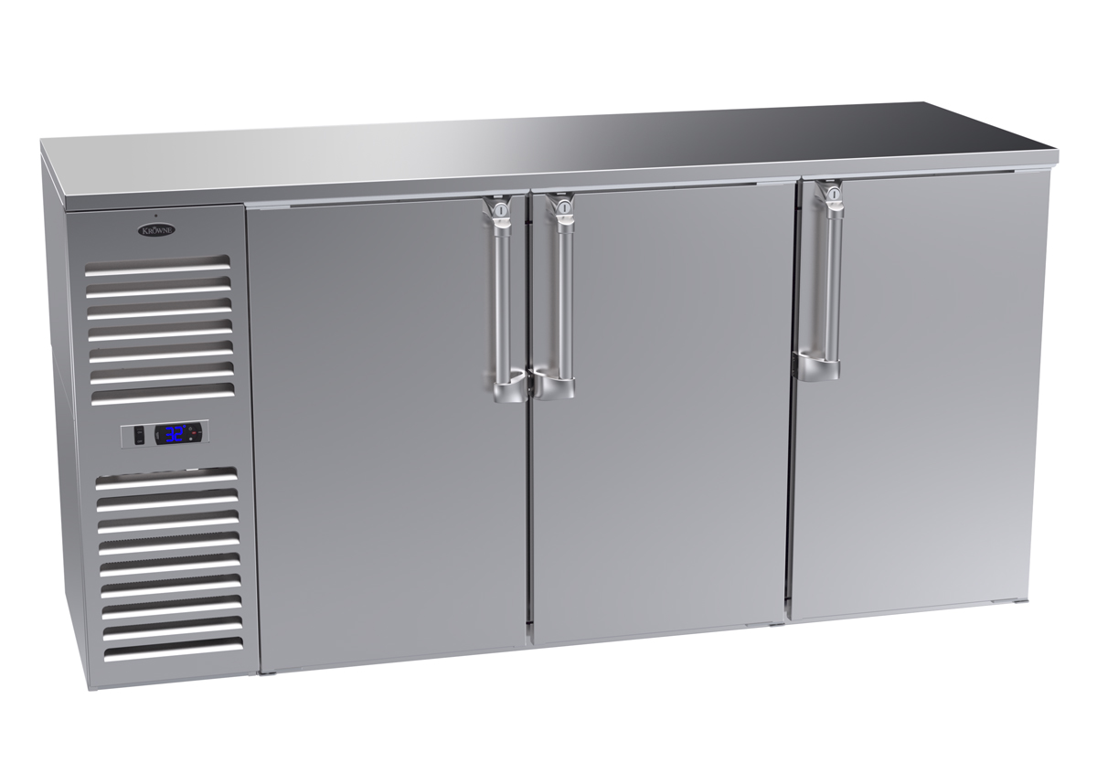 72" Narrow Six-Door Self-Contained Pass Thru Back Bar Cooler - Compressor on Left, Stainless ...