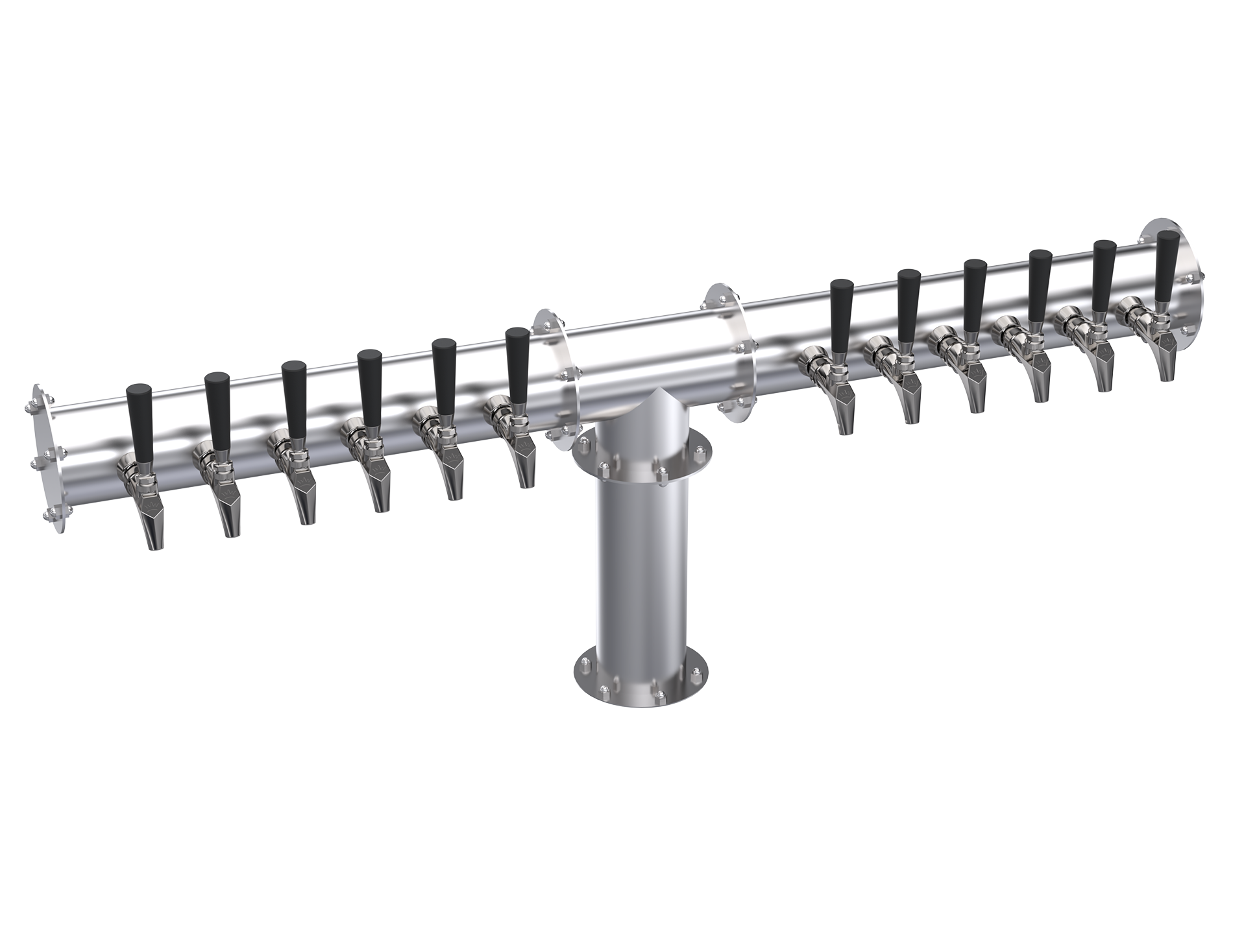 MasterTap Pipe T-Head Tower, 12 Faucets, Brushed Stainless | Krowne