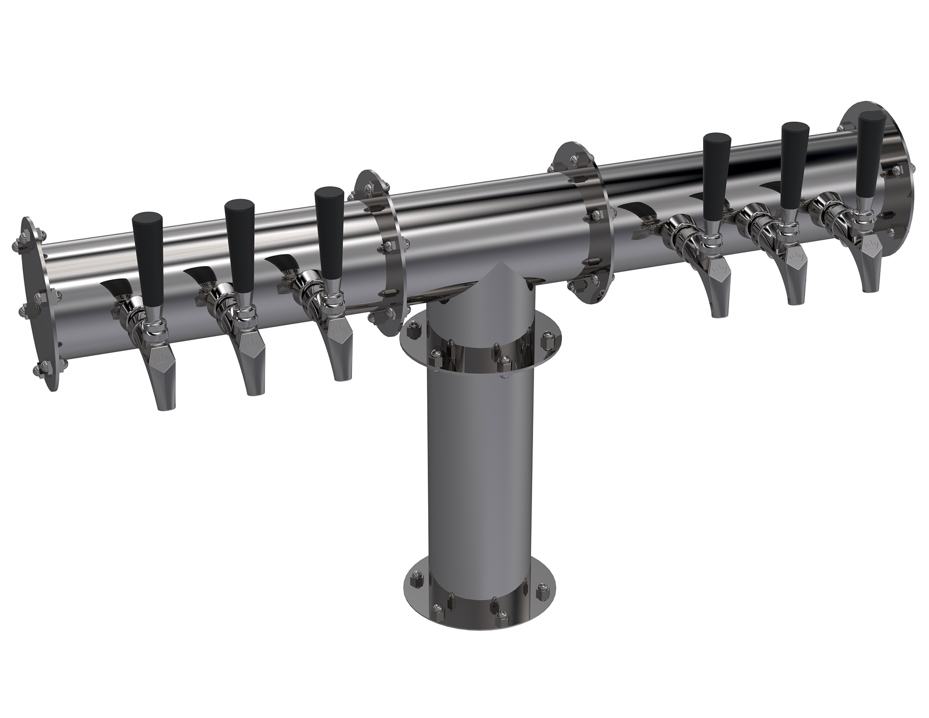 MasterTap Pipe T-Head Tower, 6 Faucets, Polished Chrome | Krowne
