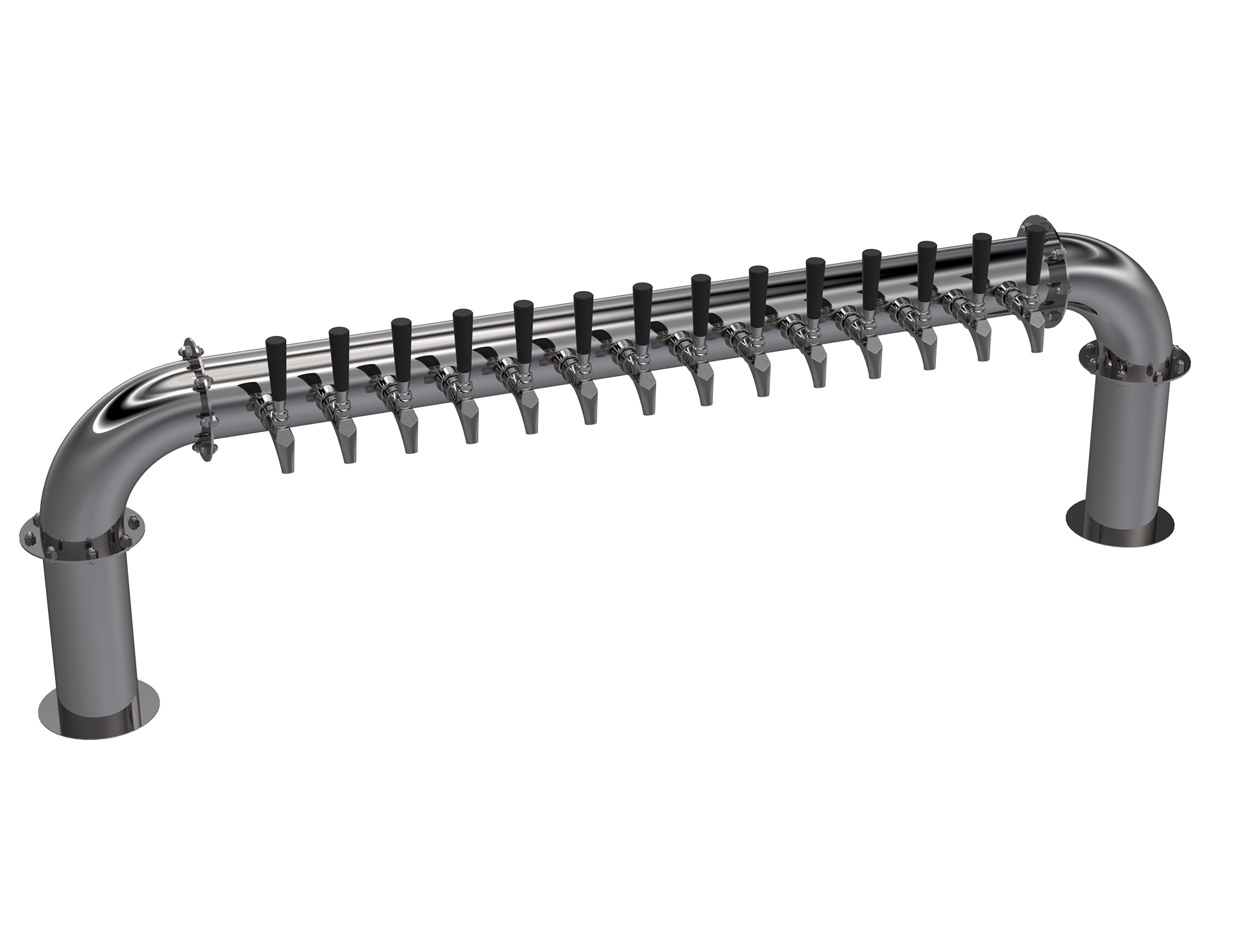 MasterTap Pass Thru Pipe Tower, 14 Faucets, Polished Chrome | Krowne