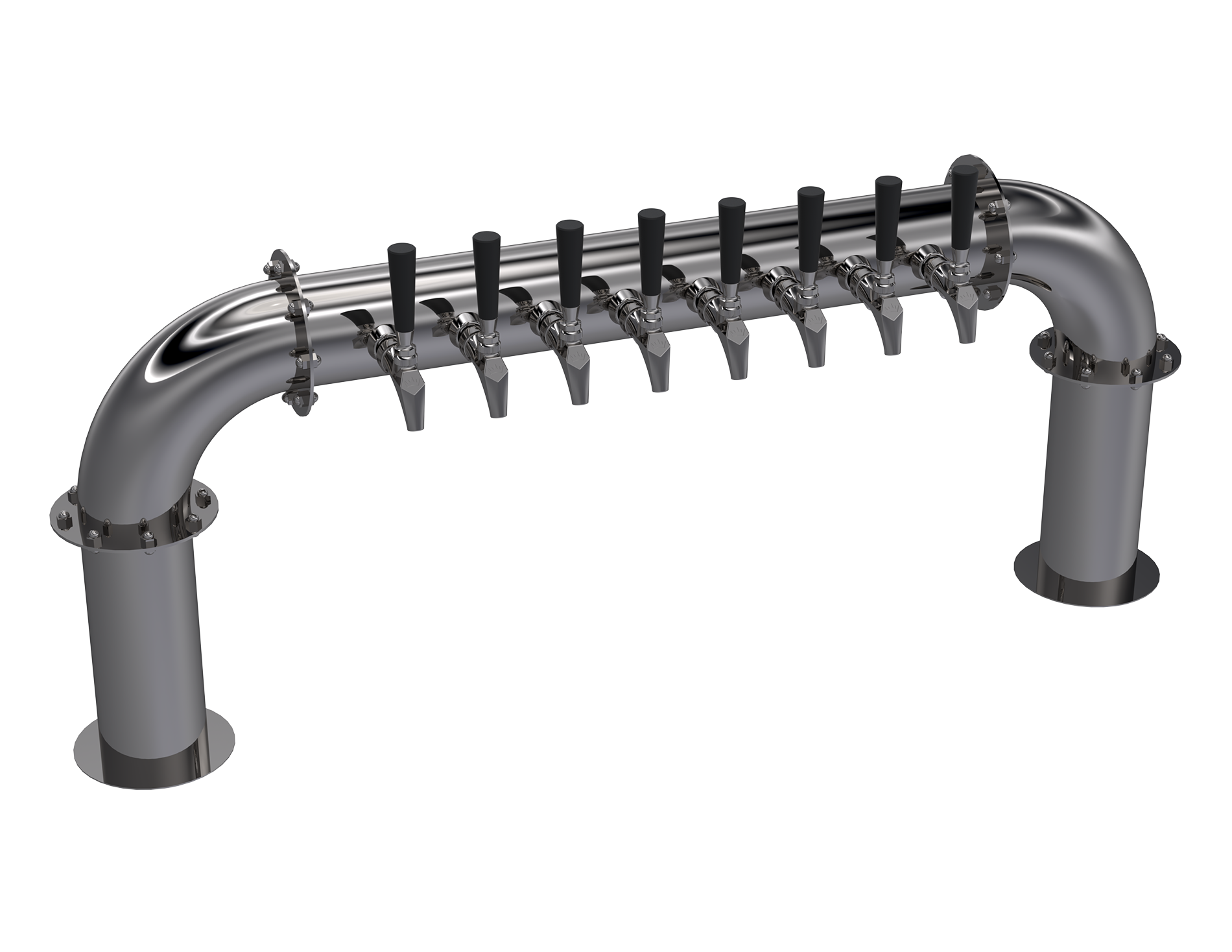 MasterTap Pass Thru Pipe Tower, 8 Faucets, Polished Chrome | Krowne