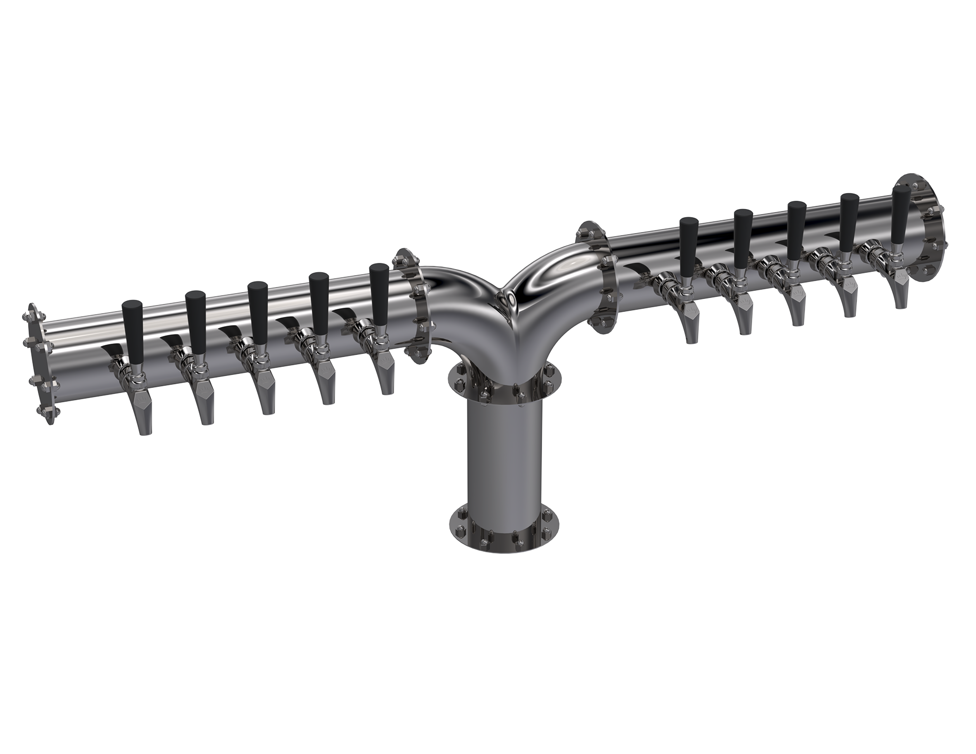 MasterTap Pipe Y-Tower, 10 Faucets, Polished Chrome | Krowne