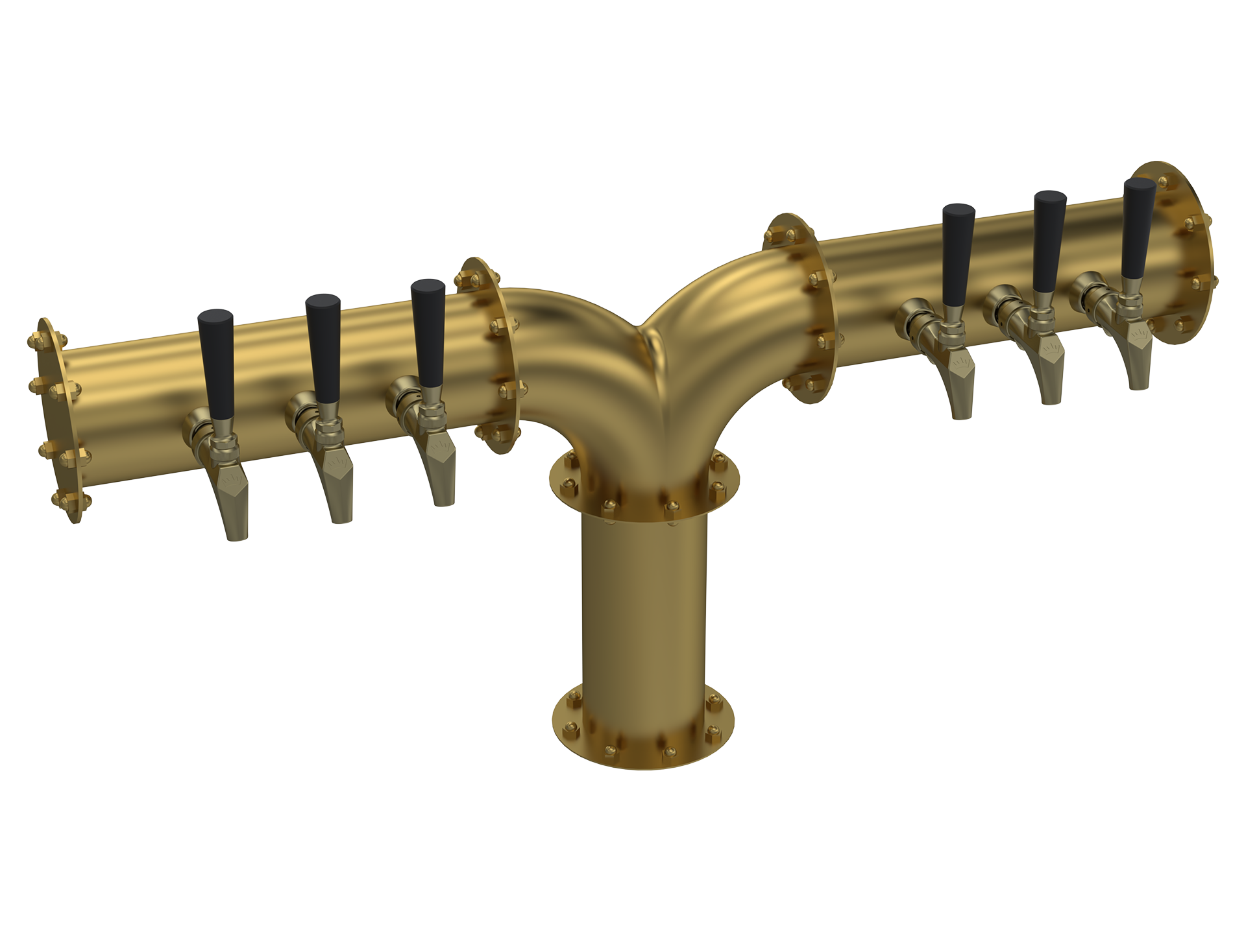 MasterTap Pipe Y-Tower, 6 Faucets, Polished Brass | Krowne