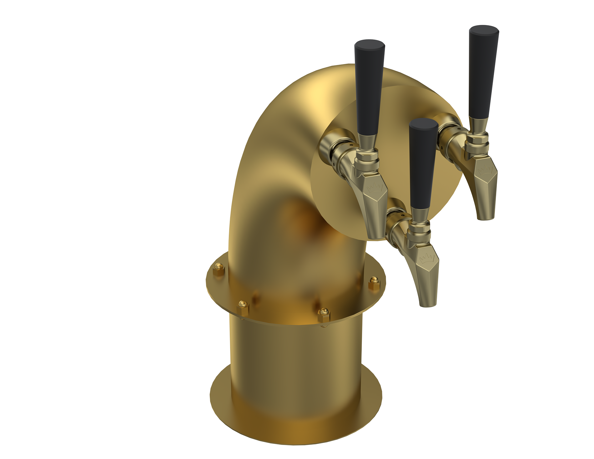 MasterTap Snake Head Tower, 3 Faucets, Polished Brass | Krowne