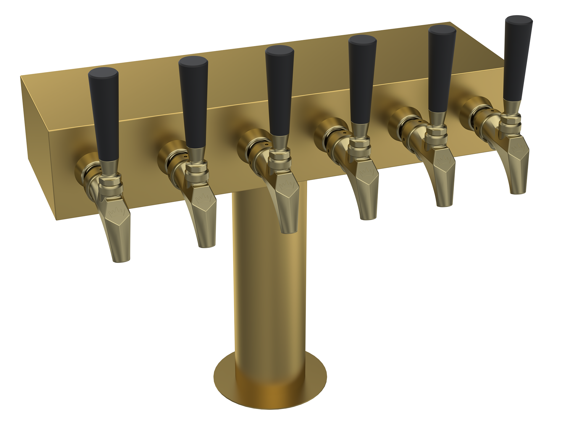 MasterTap T-Head Tower, 6 Faucets, Polished Brass | Krowne